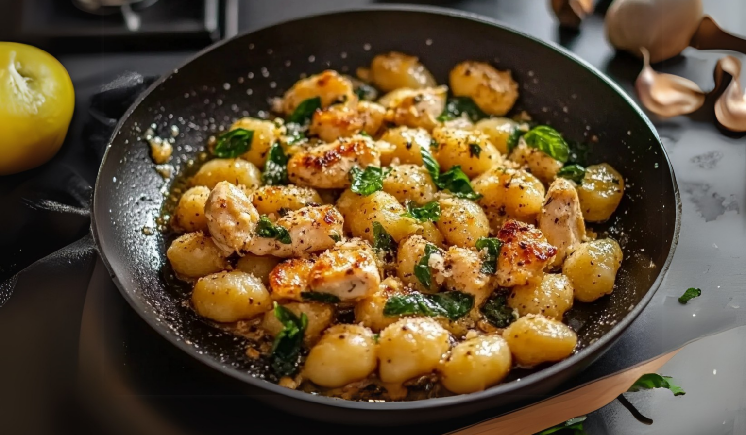 Garlic Chicken Gnocchi Skillet - Lidia Recipes