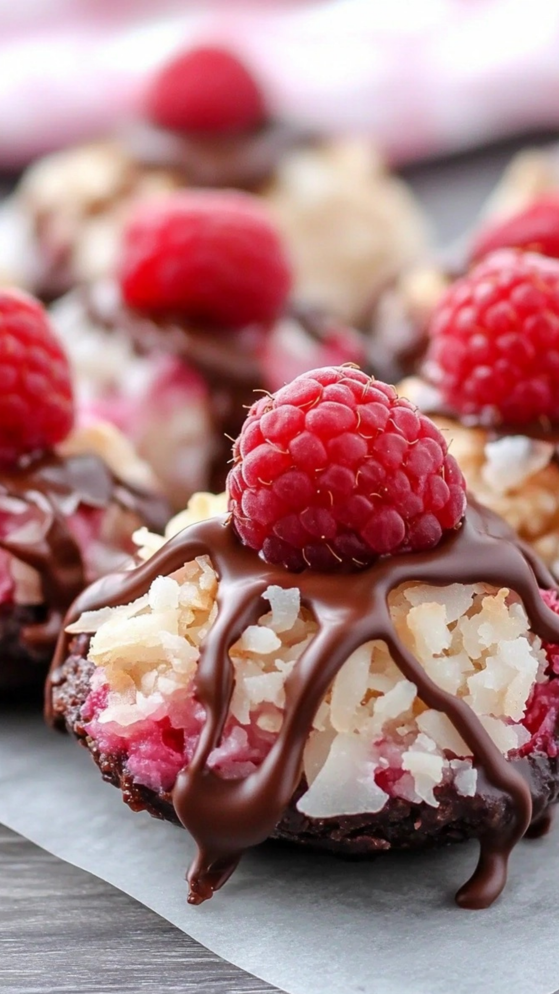 Chocolate Covered Raspberry Coconut Macaroons - Lidia Recipes