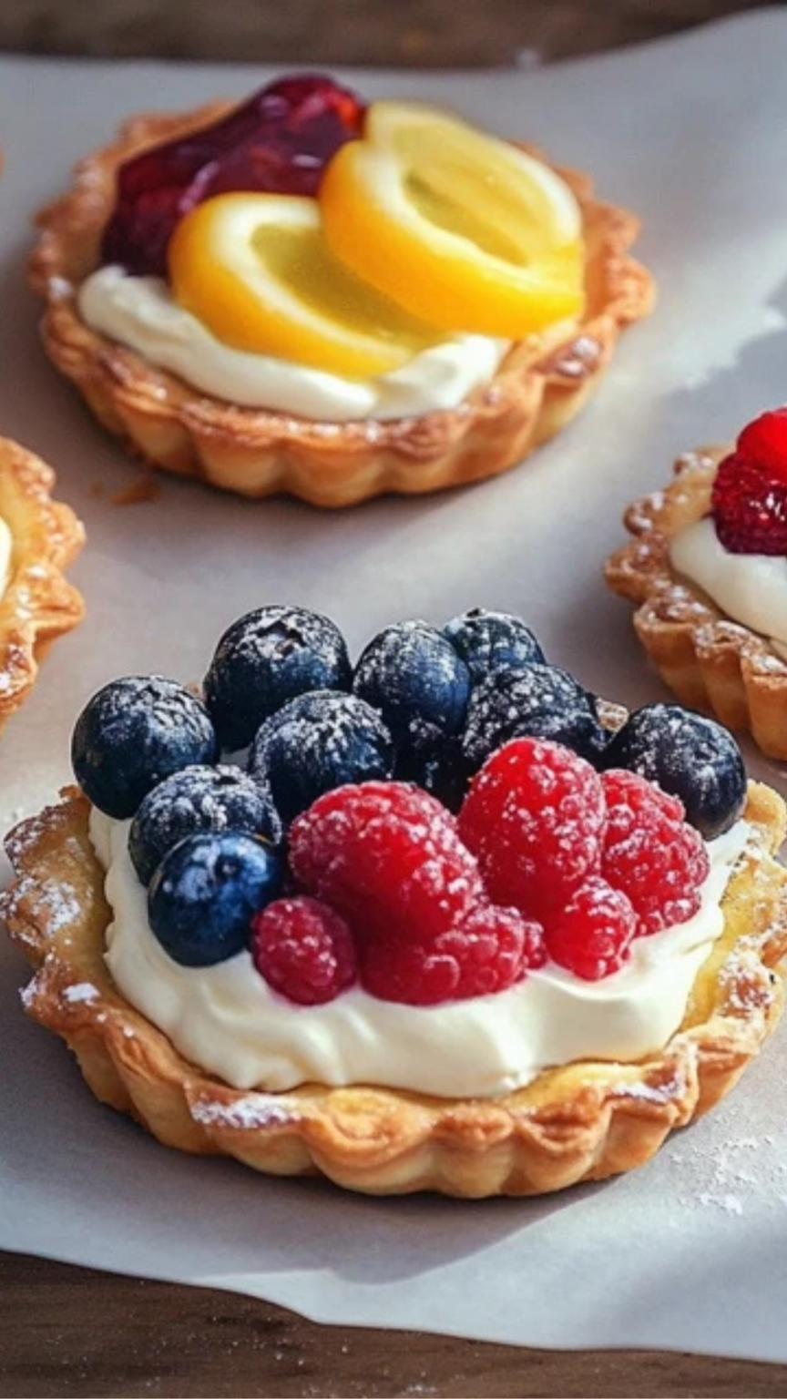 Easy Puff Pastry Fruit Tarts with Lemon Curd Whipped Cream: A Beginner ...