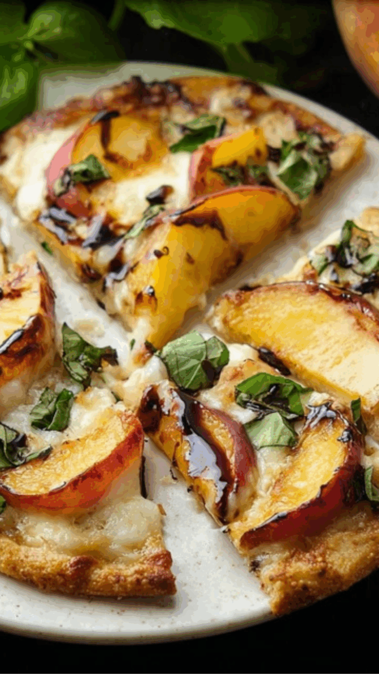 Sweet Peach and Basil Flatbread with Chicken: A Perfect Blend of Summer ...