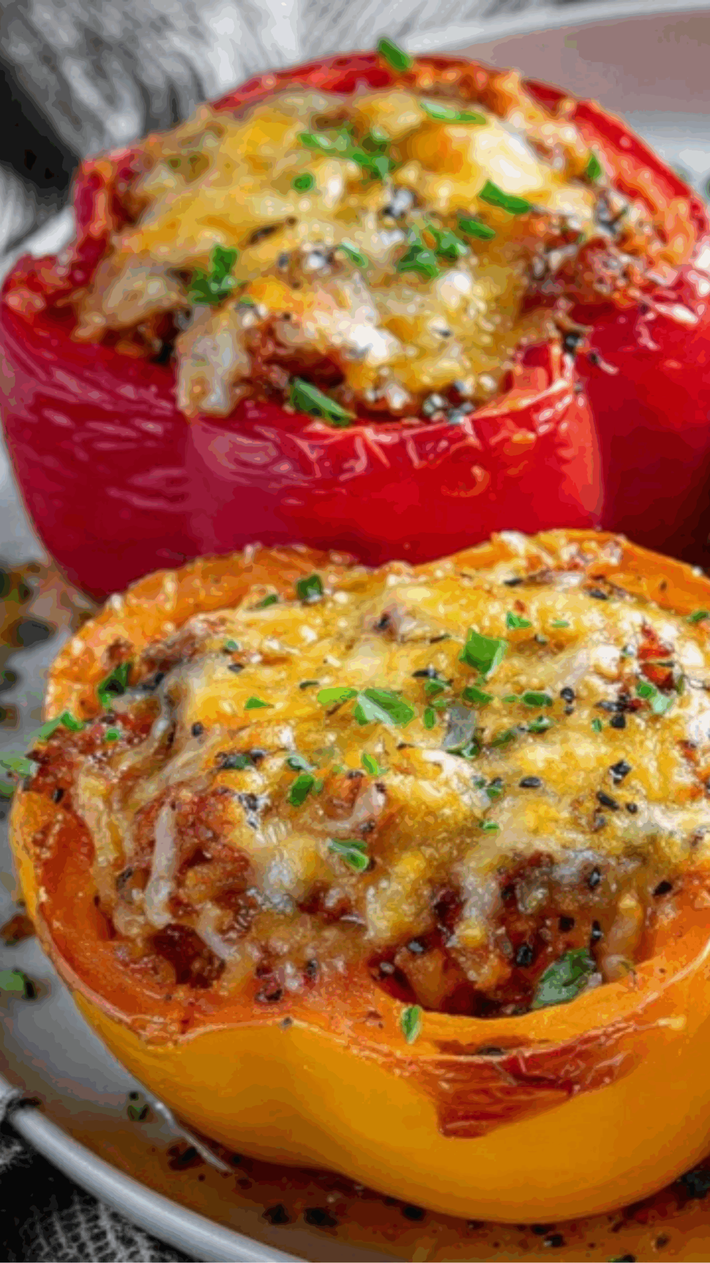 Hearty Ground Beef-Stuffed Bell Peppers with Brown Rice and Cheddar ...